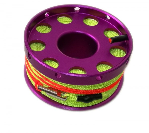 100ft Anodized Aluminum Flange Edge Finger Spool w/ Neon Yellow line ...
