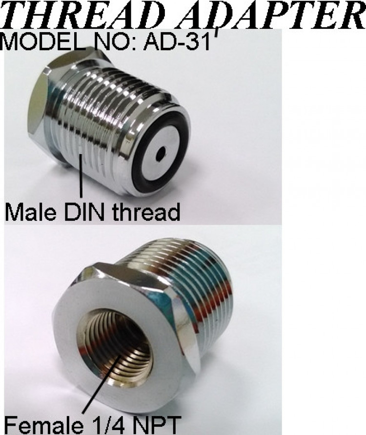 New! Din Male Threaded Plug w/ 1/4NPT threaded end , Piranha Dive Shop